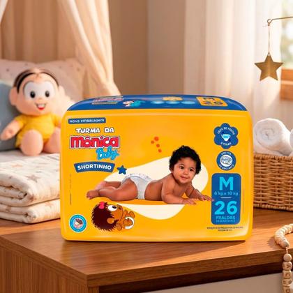 Fralda Turma da Mônica Baby Shortinho Tamanho M com 26 Unidades ...