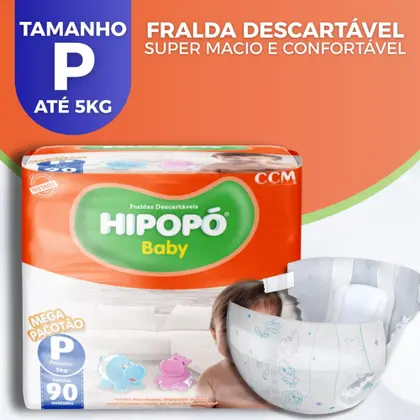 Fraldas Descartáveis Infantil Hipopó Baby Pacotão Hiper P M G XG XXG ...