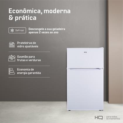 Frigobar Refrigerador HQ Defrost 90 Litros Branco HQ-90RDF - Frigobar ...