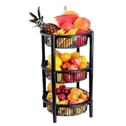 Fruteira de Chão Redonda em Plástico Cesto Organizador Empilhável 3 ...