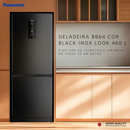 Geladeira Panasonic BB64 Cor Black Inox Look Inverse Frost Free 460L ...