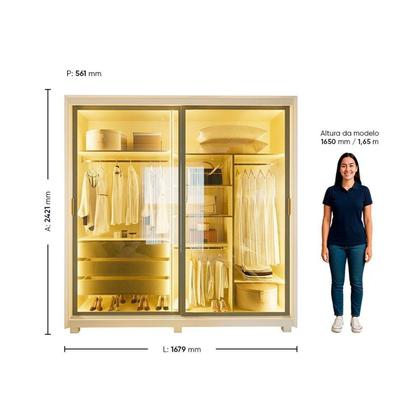 Guarda-Roupa Casal 2 Portas Reflecta com Pés e LED 100% MDF Platinum ...
