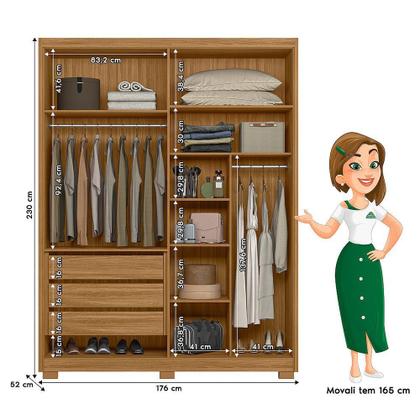 Guarda Roupa Casal Califórnia 4 Portas Ripado - Moval - Guarda-Roupa ...