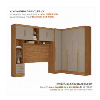 Guarda Roupa Casal Modulado 3 Peças 9 Portas 5 Gavetas com Cabeceira ...