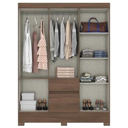 Guarda Roupa Solteiro BS01 6 Portas e 2 Gavetas Castanho Fosco com ...