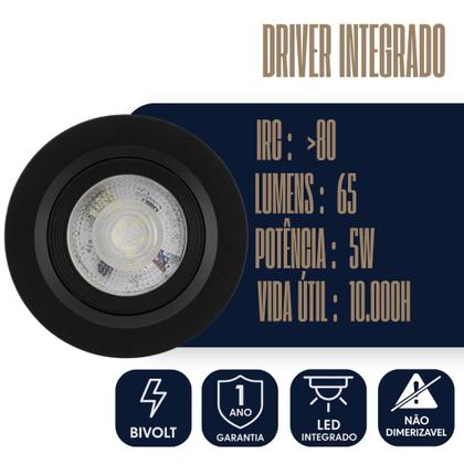 Kit 10 Luminárias Spot Led Redondo Embutir Direcionável 5w Branco ...