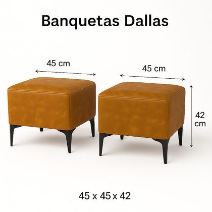 Kit 2 Banquetas Decorativas Puf Dallas Com Pés de Ferro e Tecido ...