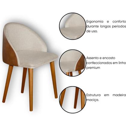 Kit 2 Cadeira Diamante Estofada Linho Moderna para Sala e Cozinha Cor ...