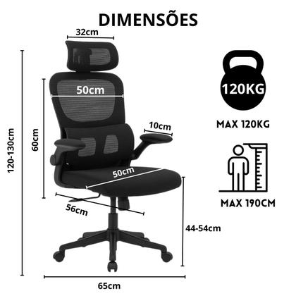 Kit 2 Cadeiras Escritório Giratória Reclinável Ergonômica Com Encosto ...