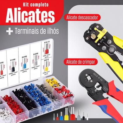 Kit Alicate Crimpar Descascador 1200 Terminais Ilhos Tubular ...