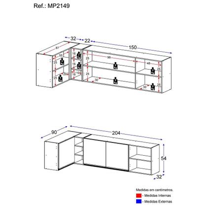 Kit Armário de Cozinha Aéreo Canto 90cm e Aéreo 150cm Veneza ...