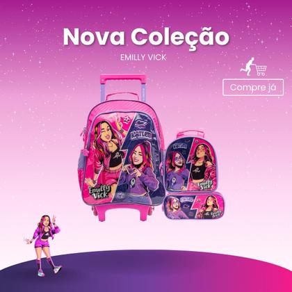 Kit Mochila Rodinhas Meninas Emilly Vick Youtuber com Estojo Lancheira ...
