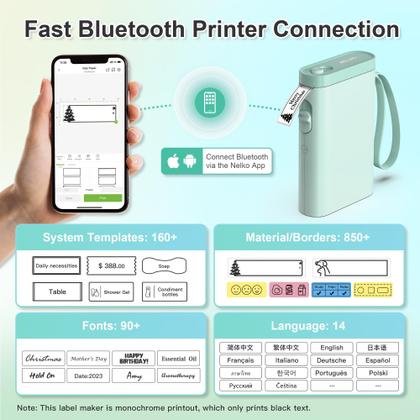 Label Maker Nelko P21 Bluetooth sem fio com fita verde - Impressoras e ...