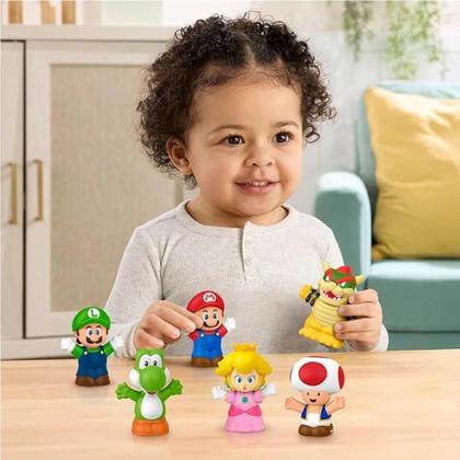Little People Mario Bros 6 Bonecos - Mattel - Brinquedos Super Mario ...