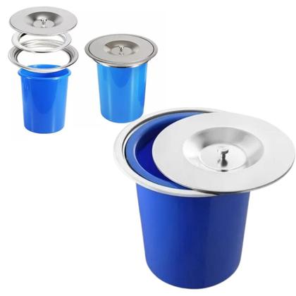 Lixeira Inox Escovado 4,5 Litros Cozinha Pia Planejada Granito Balde ...