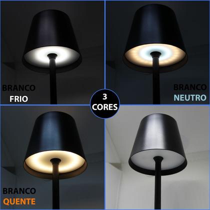 Luminária Abajur Recarregável Mesa Led Touch Dimerizável Sem Fio ...