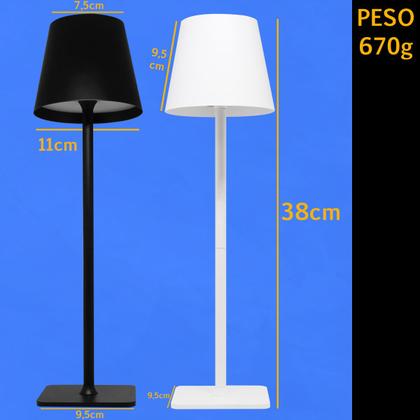 Luminária Abajur Recarregável Mesa Led Touch Dimerizável Sem Fio ...
