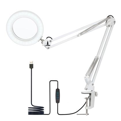 Lupa Luminária 10X Articulável Led Ring Light Garra Base Lorben GT6037 ...