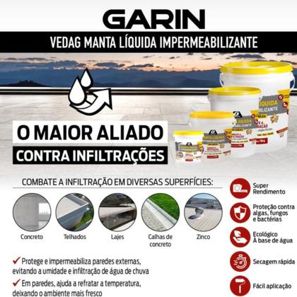 Manta Líquida 18kg Emborrachada Impermeabilizante Lajes Telhados Contra ...