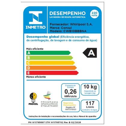 Máquina de Lavar Roupas Consul 10 Kg CWB10BB, Branca - 220 Volts ...
