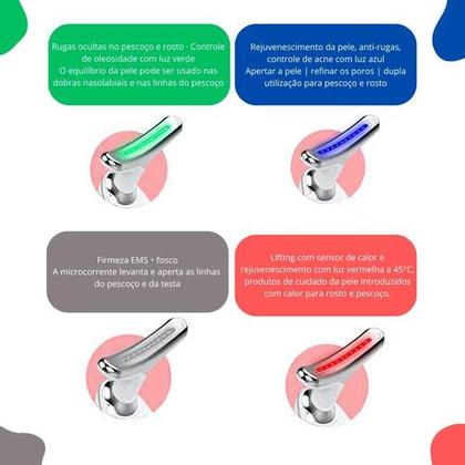 Massageador Facial Led 3 Cores Lift Anti Ruga Rejuvenescedor - Genérico ...