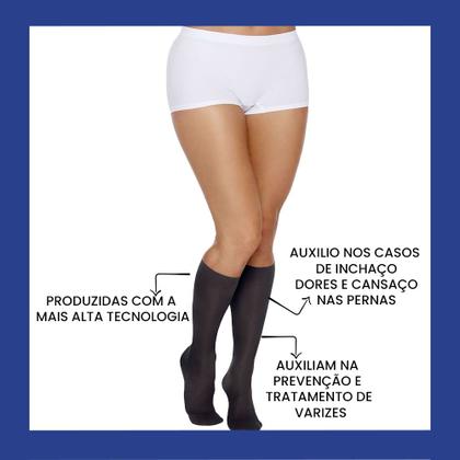 Meia 3/4 Kendall Feminina Com Ponteira Média Compressão Para Inchaço e ...