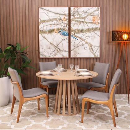 Mesa de Jantar Redonda 4 Lugares 90cm em MDF Gabi Jade - Straub Web ...