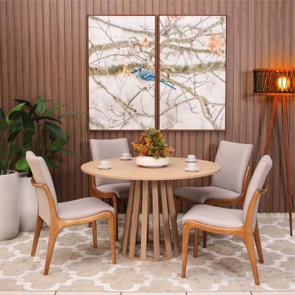 Mesa de Jantar Redonda 4 Lugares 90cm em MDF Gabi Jade - Straub Web ...