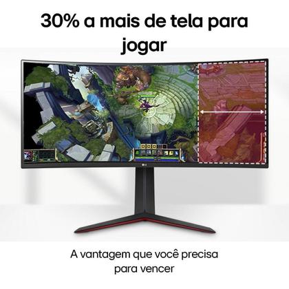 Monitor Gamer Curvo LG UltraGear 34", WQHD, UltraWide, 160Hz, 1ms, FreeSync Premium, HDR10, Som ...