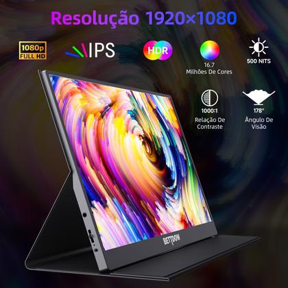Monitor Portátil Bettdow 15.6 1080p Full Hd Ips Tela Led, Para 4k/2k ...
