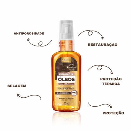 Óleo Bn.Cachos Explosão de Linhaça e Algodão - Kit de Tratamento para ...