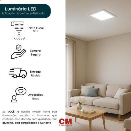 Painel Led Embutir Plafon 24W 30x30 Branco Frio 6500K - Golf - Peças e ...