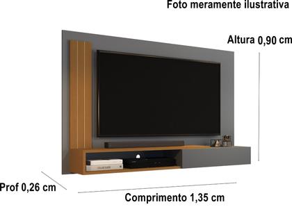 Painel Sala De Estar P/ Tv Até 50" Nicho Decorativo Moderno Estante De ...