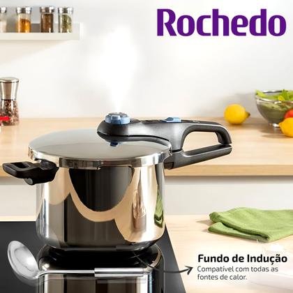 Panela De Pressão Aço Inox 4L Rochedo Trendy Indução Fechamento Externo ...