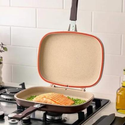 Panela Grill Duplo Belga por Indução Antiaderente 3,4 Litros com ...