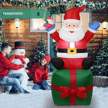 Papai Noel Inflável Gigante 1,8m com LED - Decoração de Natal para ...