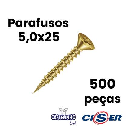 Parafuso Para Madeira Mdf Philips 5,0x25 500un - Caixa - Ciser ...