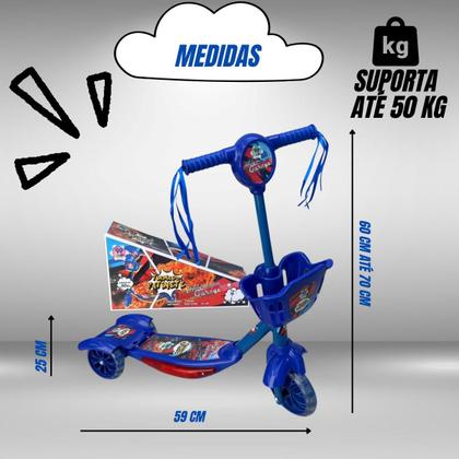 Patinete Infantil 3 Rodas 99 Toys com Cesta e Luz LED Dinossauro ...