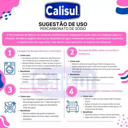 Percarbonato de Sódio Calisul 1KG Tira Manchas Roupas Brancas e ...
