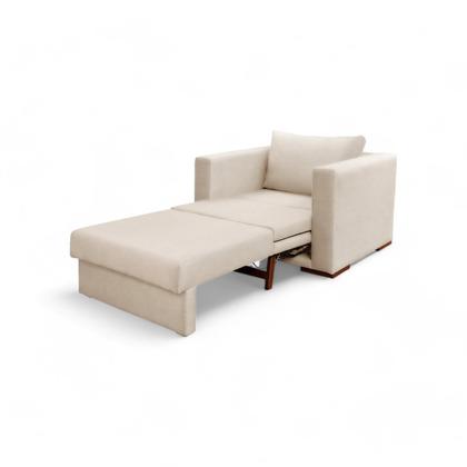 Poltrona Cama Moderno Veludo Premium Hermes 110cm Pés em Madeira Maciça ...