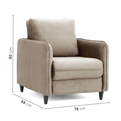 Poltrona Decorativa Vintage Veludo Bege Orquídea 78cm CabeCasa ...