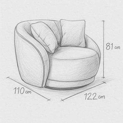 Poltrona Ibiza Giratória Linho Bege material sintético Caramelo 122cm ...