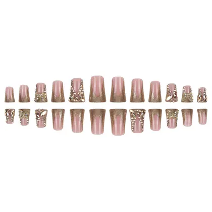 Press on Nails IMSOHOT Golden Duck Rhinestone French Tips - Unha ...