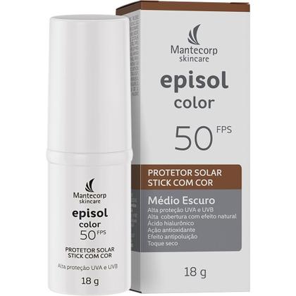 Protetor Solar Facial Episol Color Stick FPS50 Médio Escuro 18g ...