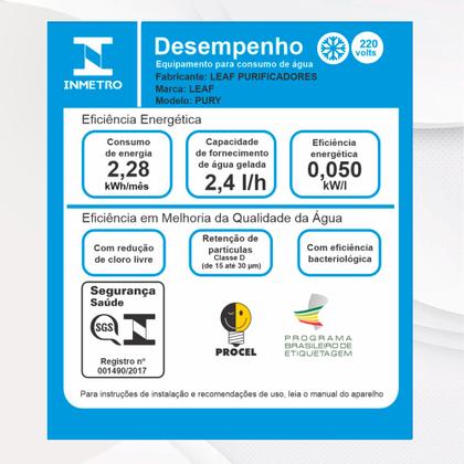 Purificador de Agua Gelada Refrigerado Por Compressor Leaf Pury 220v ...