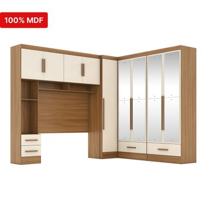 Quarto Modulado Casal 100% MDF 4 Peças 5 Portas 4 Gavetas com Maleiro e ...