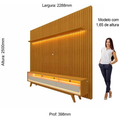 Rack com Painel Ripado Para TV até 90 Polegadas com LED 229cm 100% MDF ...