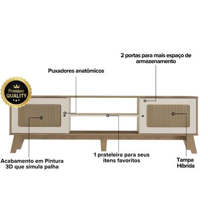 Rack para TV 75 polegadas para Sala e Quarto Bancada Charlotte - ARTELY ...