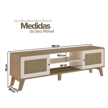 Rack para TV 75 polegadas para Sala e Quarto Bancada Charlotte - ARTELY - Rack - Magazine Luiza