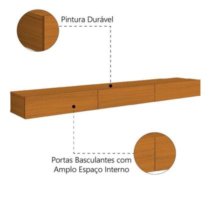 Rack Suspenso Para Painel Ou Tv Até 75 Polegadas 3 Portas 1,54m Egeo ...